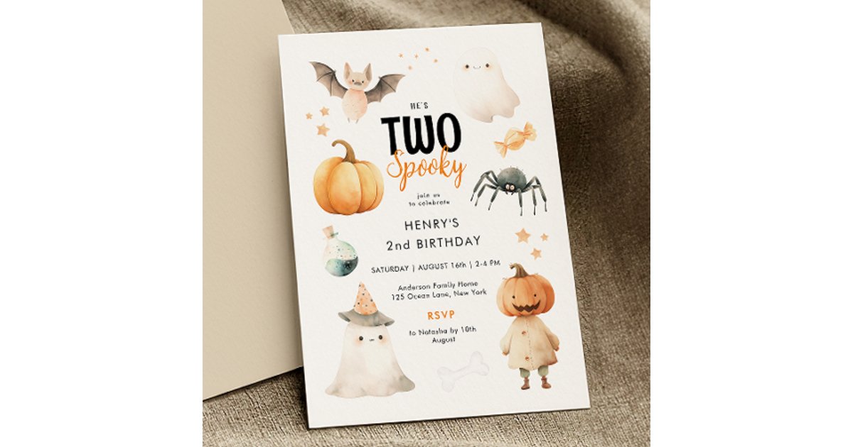 Two Spooky Halloween 2nd Birthday Invitation | Zazzle