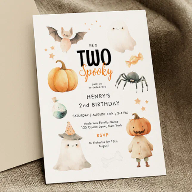 Two Spooky Halloween 2nd Birthday Invitation | Zazzle