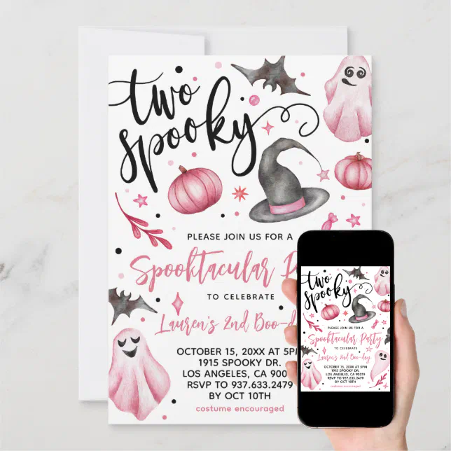 Two Spooky Halloween 2nd Birthday Invitation | Zazzle
