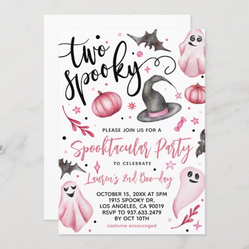 Two Spooky Halloween 2nd Birthday Invitation | Zazzle