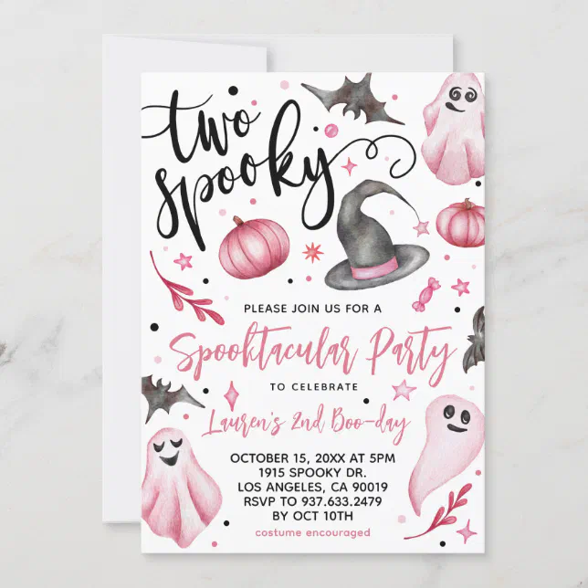 Two Spooky Halloween 2nd Birthday Invitation | Zazzle