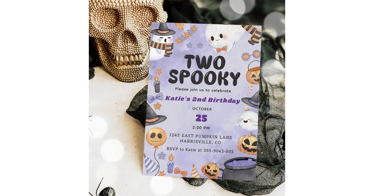 Two Spooky Halloween 2nd Birthday Party Invitation | Zazzle