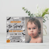 Two Spooky! Halloween 2nd Birthday Photo Invitation | Zazzle