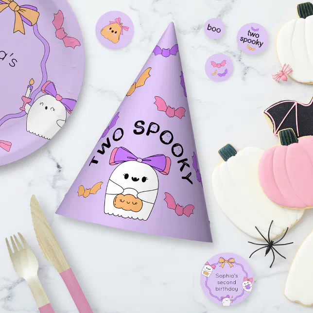 Two Spooky Halloween Ghost Birthday Party Hat | Zazzle