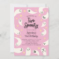 Two Spooky Halloween Pink Ghost Birthday Invitation | Zazzle