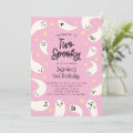 Two Spooky Halloween Pink Ghost Birthday Invitation | Zazzle