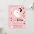 Two Spooky Pink Ghost Halloween Birthday Invitation | Zazzle