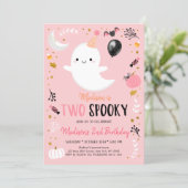 Two Spooky Pink Ghost Halloween Birthday Invitation | Zazzle