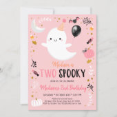 Two Spooky Pink Ghost Halloween Birthday Invitation | Zazzle
