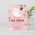 TWO Spooky Pink Ghost Halloween Birthday Invitation | Zazzle