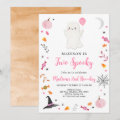 Two Spooky Pink Ghost Halloween Birthday Invitation | Zazzle