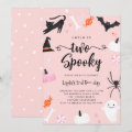 TWO spooky Pink Halloween Birthday Party Invitation | Zazzle