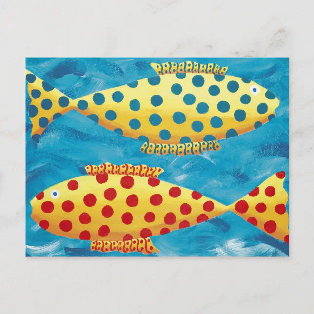Two Spotty Fish Painting Postcard | Zazzle
