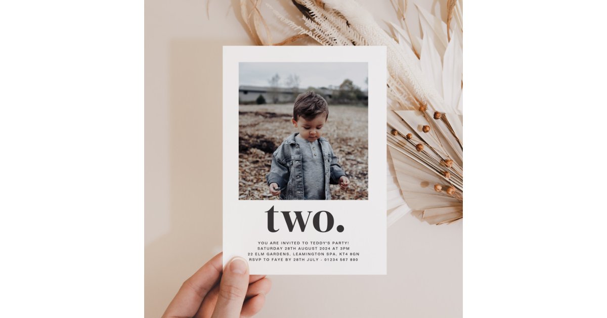 Two - Square Photo Birthday Invitation | Zazzle
