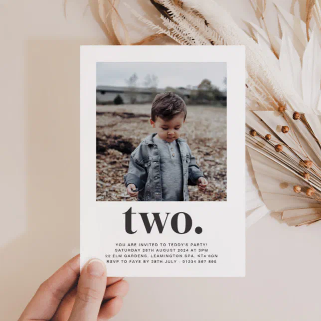Two - Square Photo Birthday Invitation | Zazzle