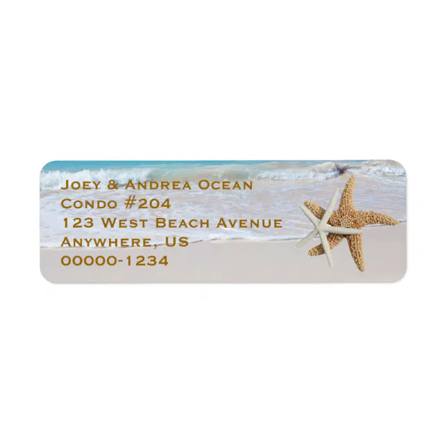 Two Starfish Ocean Beach Return Address Labels | Zazzle