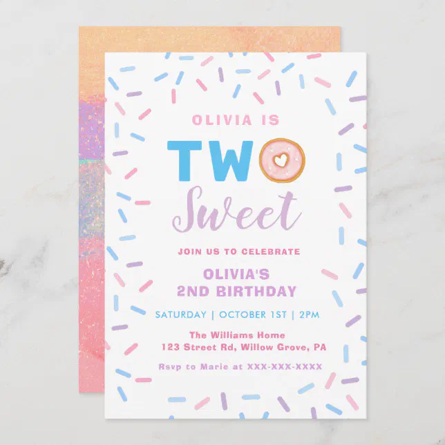 Two Sweet 2nd Birthday Invitation | Zazzle