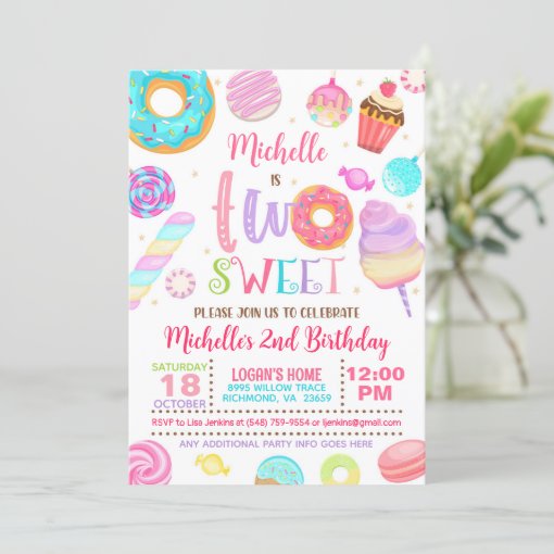 Two Sweet Birthday Invitation | Zazzle
