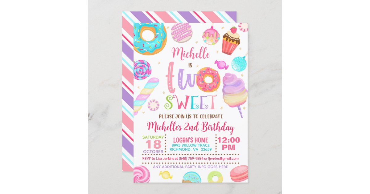 Two Sweet Birthday Invitation | Zazzle