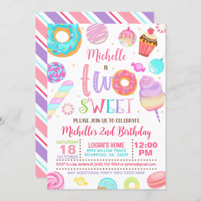 Two Sweet Birthday Invitation | Zazzle