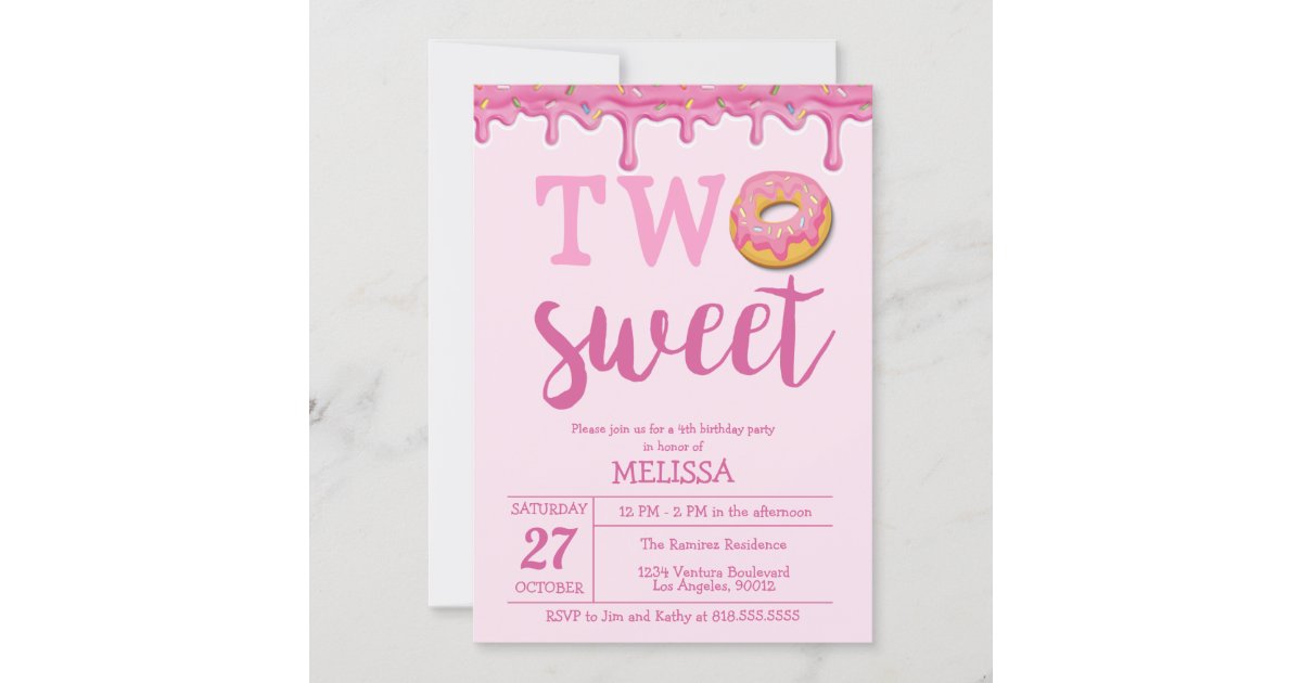 Two Sweet Birthday Invitation | Zazzle