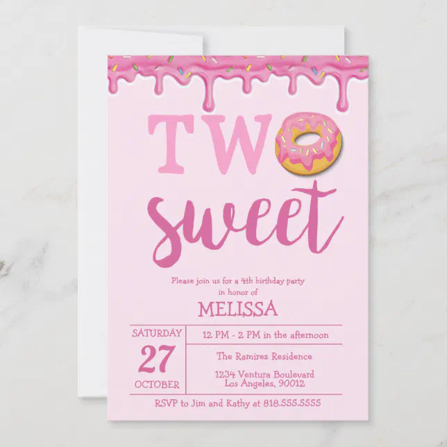 Two Sweet Birthday Invitation | Zazzle