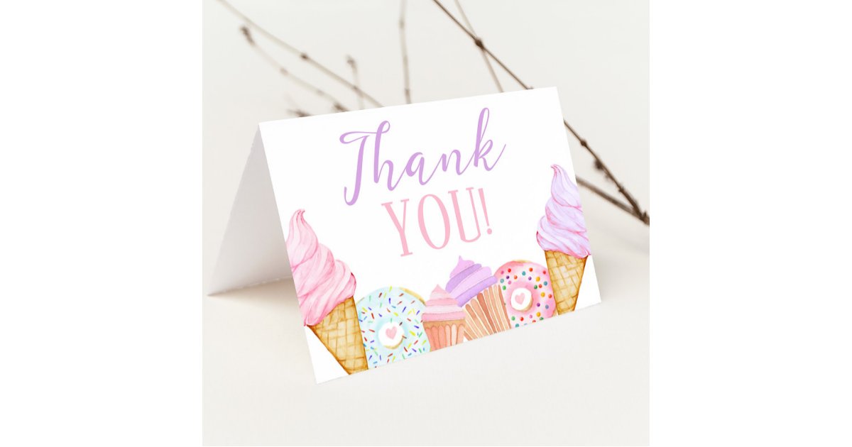 TWO Sweet Birthday Thank You Card | Zazzle