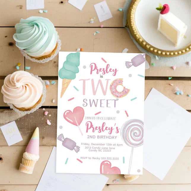 Two Sweet Candy Invitation | Zazzle