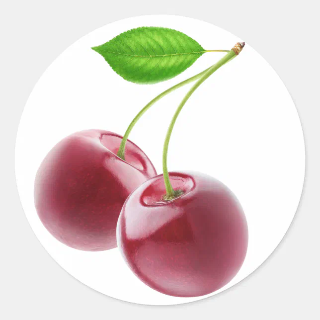 Two sweet cherries classic round sticker | Zazzle