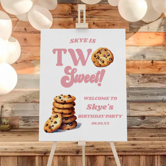 Two Sweet Cookies 2nd Birthday Party Welcome Sign | Zazzle