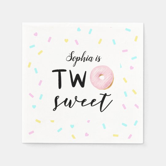 Two Sweet Donut 2nd Birthday Party Napkins | Zazzle.com