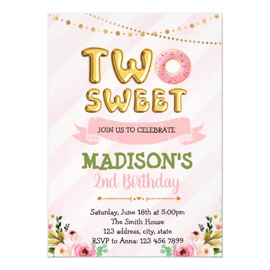 Two sweet donut birthday invitation | Zazzle.com