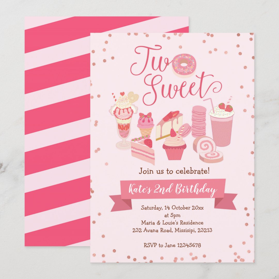 Two Sweet Girl Birthday Party invitation | Zazzle