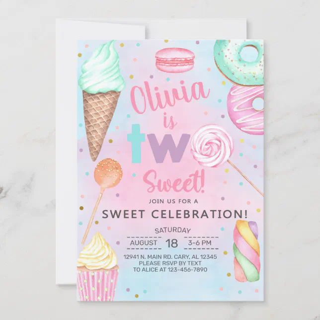 Two Sweet girl second, 2nd birthday invitation. Invitation | Zazzle