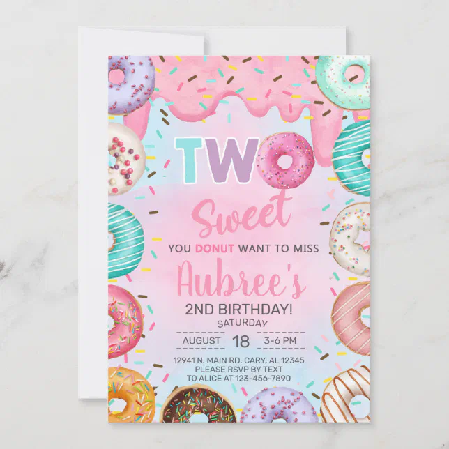 Two Sweet girl second, 2nd birthday invitation. Invitation | Zazzle