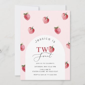Two sweet strawberry 2nd birthday invitation | Zazzle