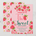 Two Sweet Strawberry Turning Two Birthday Party Invitation | Zazzle