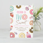 Two Sweet Sweets Candy Donut Girl Second Birthday Invitation | Zazzle