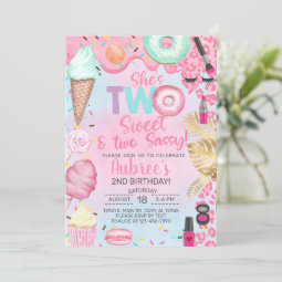 Two Sweet Two Sassy girl 2nd birthday invitation. Invitation | Zazzle