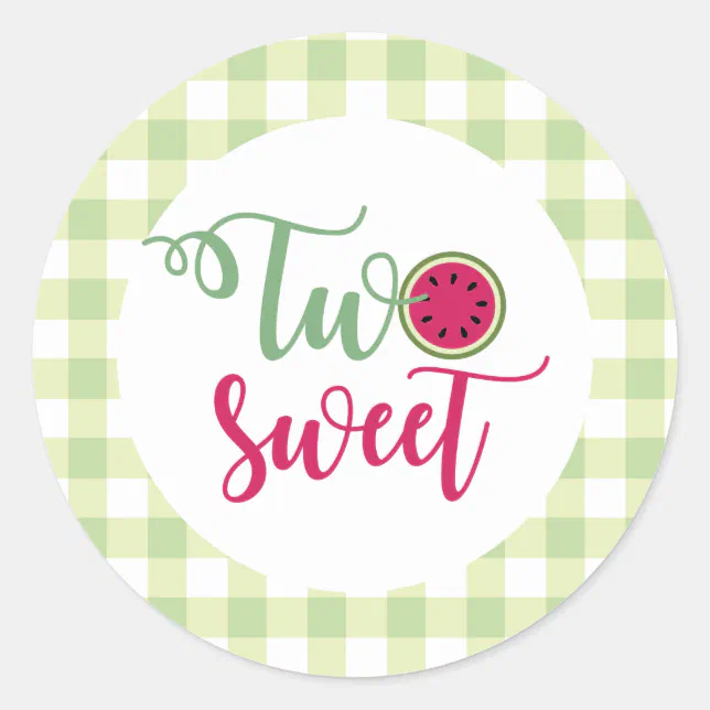 Two Sweet Watermelon 2nd Birthday Classic Round Sticker | Zazzle
