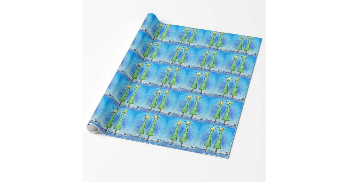 Two Tall Christmas Trees Wrapping Paper | Zazzle