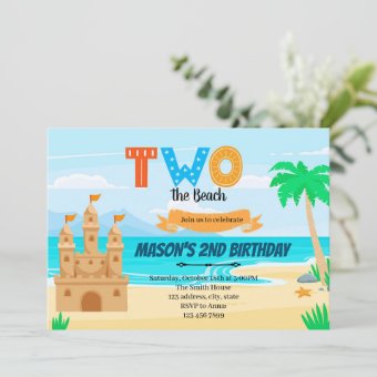 Two the beach 2nd birthday invitation | Zazzle
