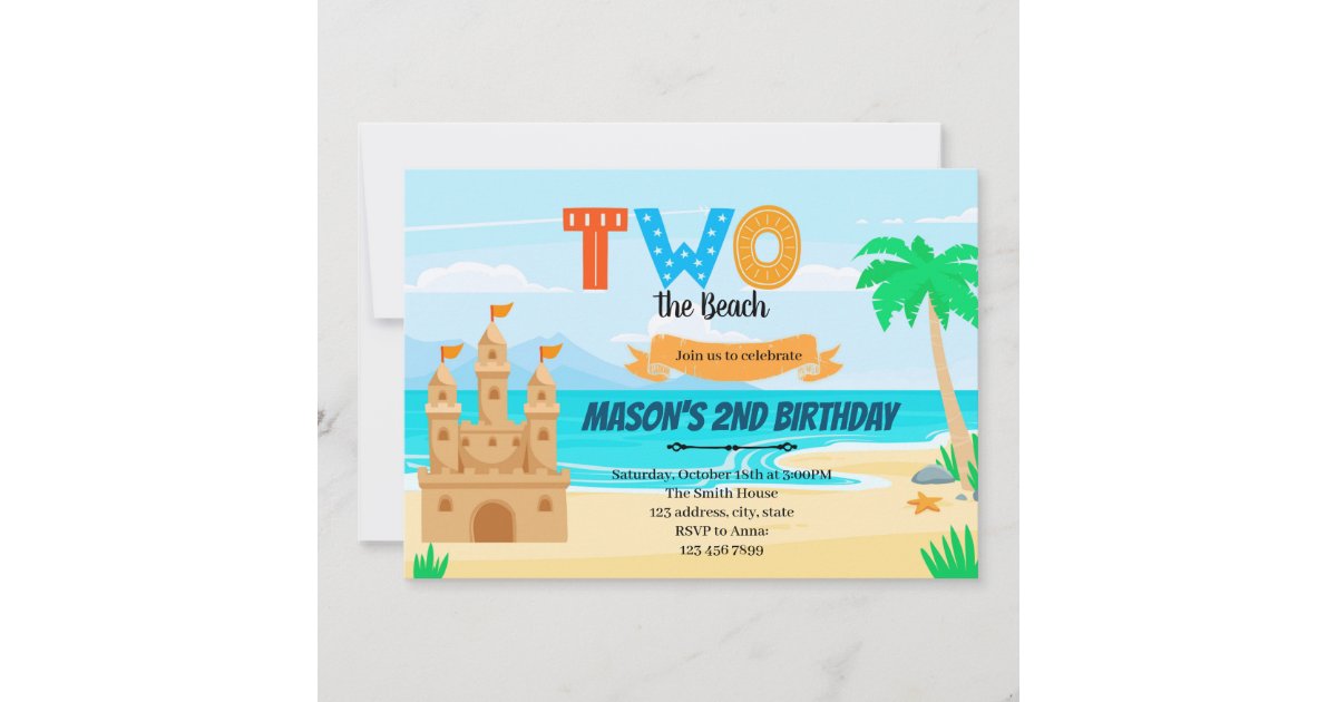 Two the beach 2nd birthday invitation | Zazzle