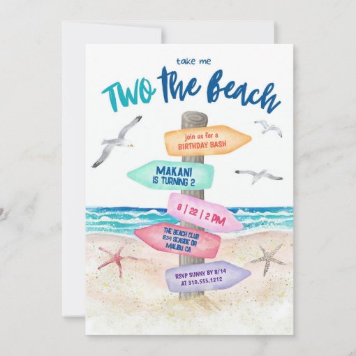 Two The Beach Kids 2nd Birthday Party Invitation | Zazzle