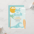 Two the Beach Surf Beach 2nd Birthday Invitation | Zazzle