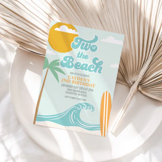 Two the Beach Surf Beach 2nd Birthday Invitation | Zazzle