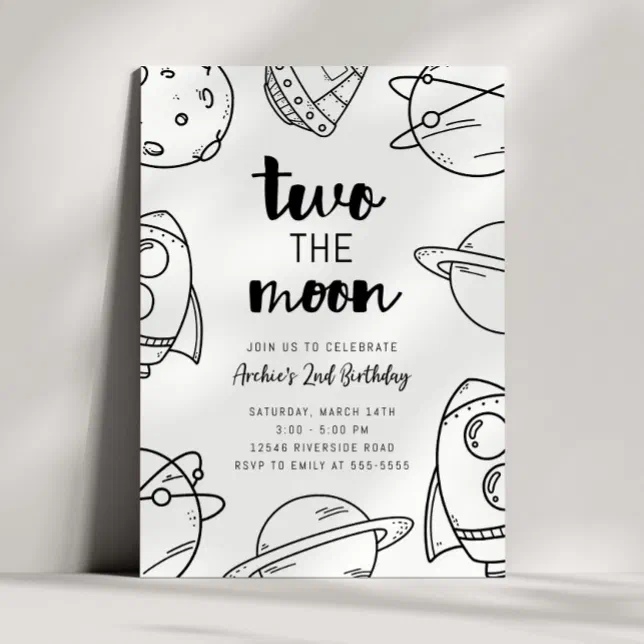 Two the Moon Birthday Invitation | Zazzle