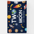 Two The Moon Outer Space Planet Birthday Party Banner | Zazzle