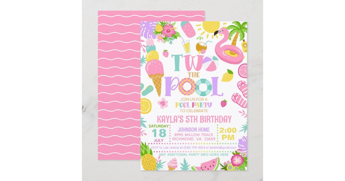 TWO the Pool Birthday Party Invitation | Zazzle