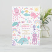 Two The Sea Cute Sea Creatures 2nd Birthday Party Invitation | Zazzle